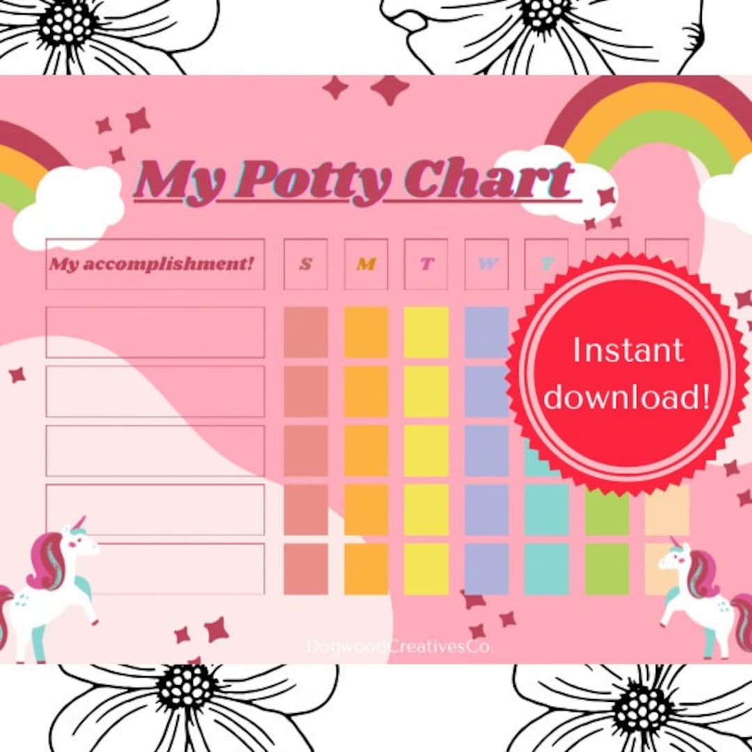 Unicorn / Rainbow / Potty Training Sticker Chart / Checklist Chart ...