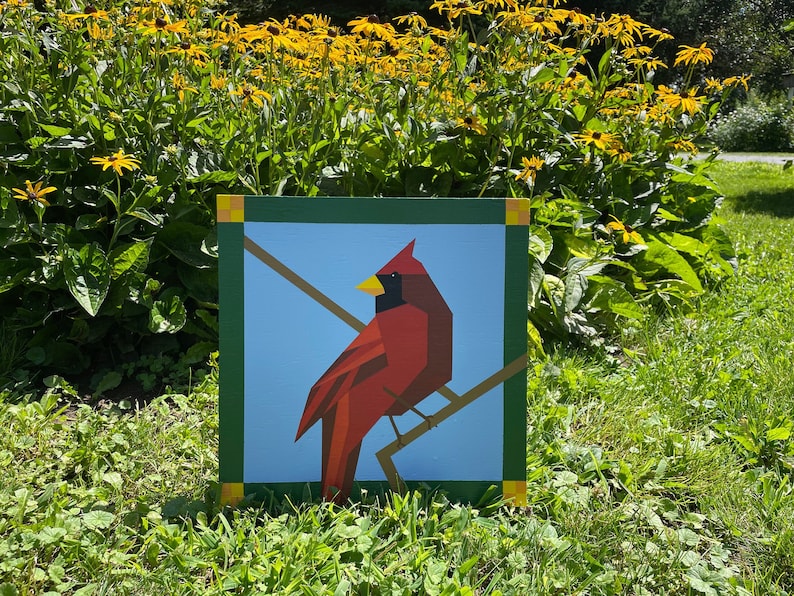 Cardinal Barn Quilt 1x1 or 2x2 - Etsy