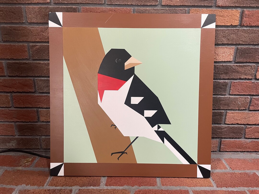 Rose-breasted Grosbeak Barn Quilt 2x2 or 1x1 - Etsy