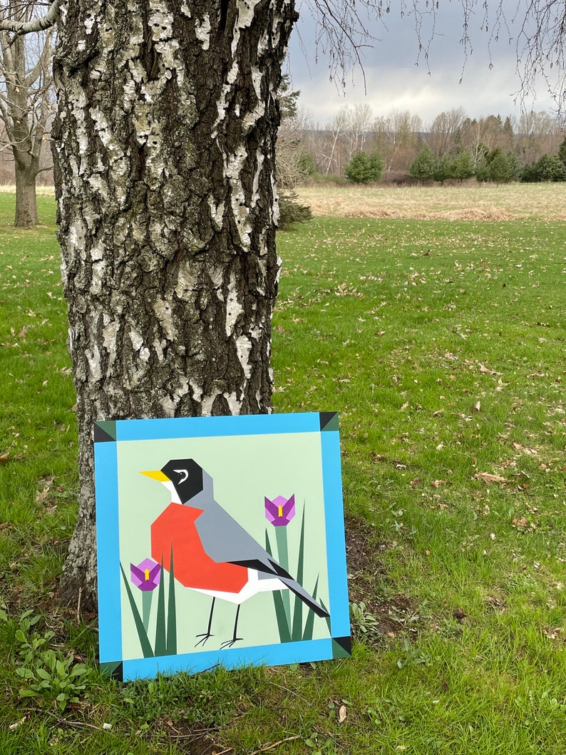 American Robin Barn Quilt | 2x2 | 1X1| Aluminum Composite | Hand ...