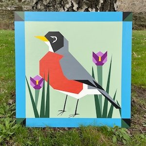 American Robin Barn Quilt | 2x2 | 1X1| Aluminum Composite | Hand ...