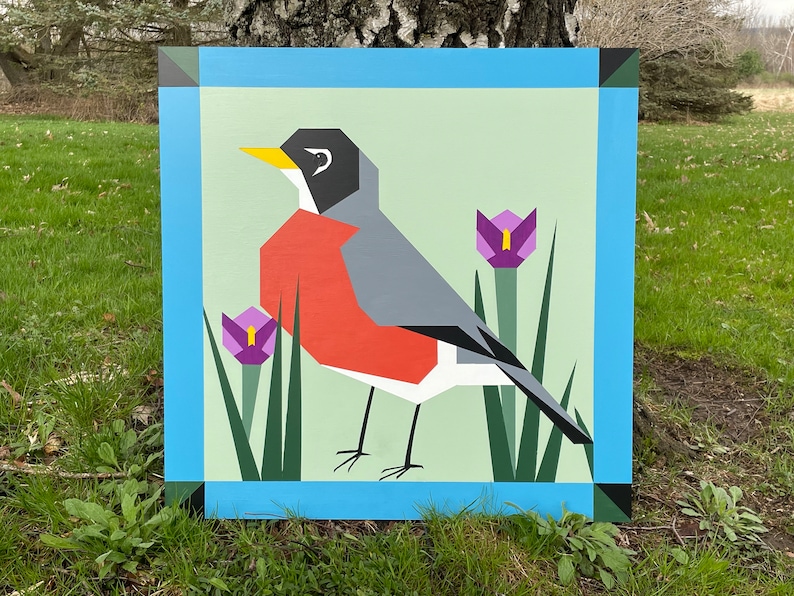 American Robin Barn Quilt | 2x2 | 1X1| Aluminum Composite | Hand ...