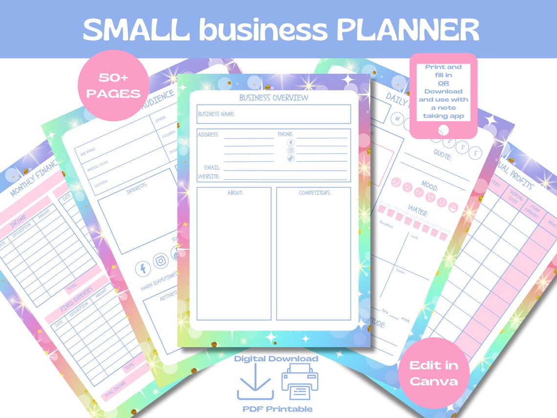Small Business Planner Printable Editable Business Plan - Etsy