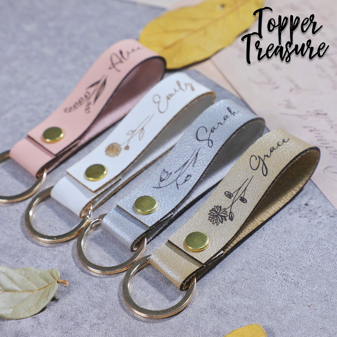Personalized Engraved Leather Keychain First Day Teacher - Etsy