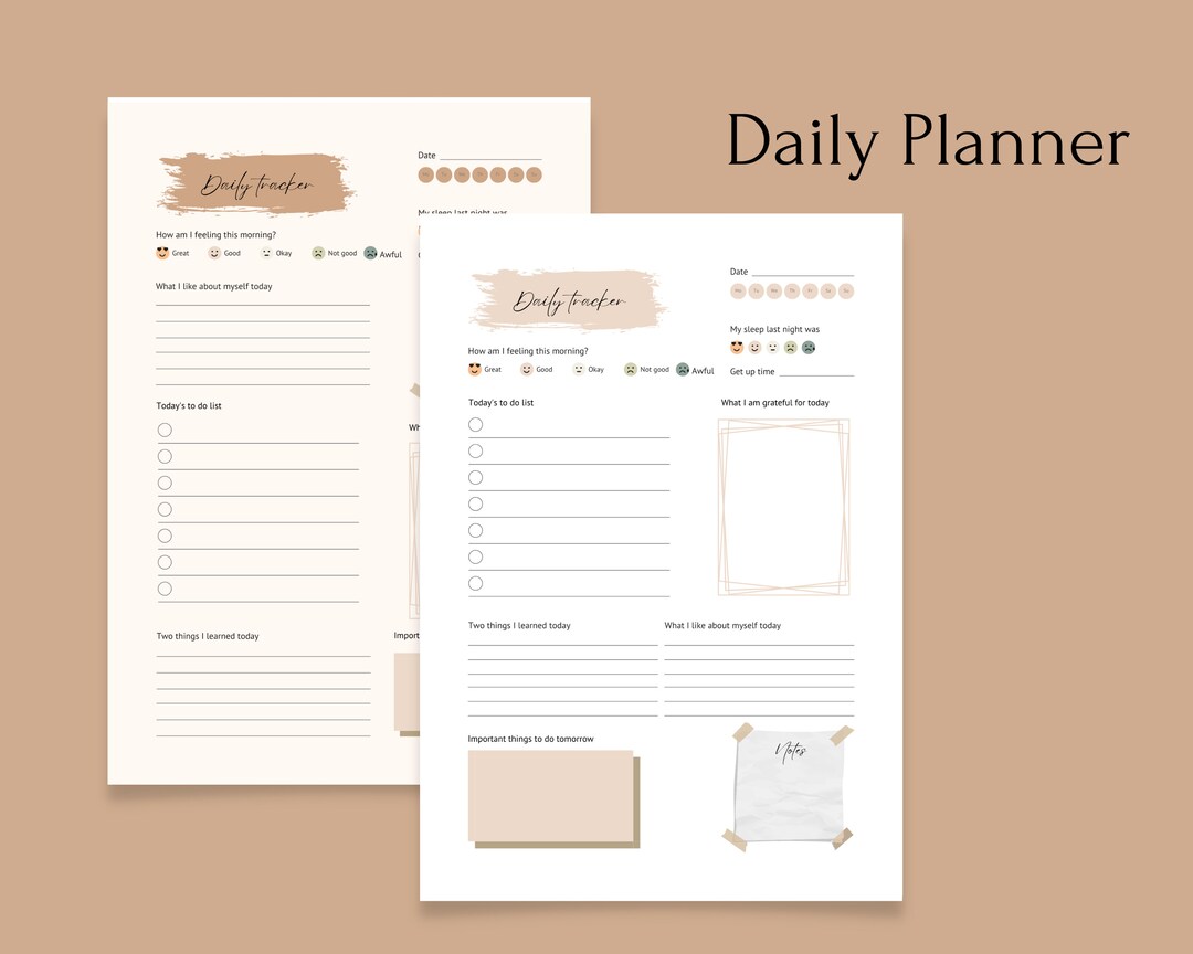 Printable Daily Planner, Affirmation Journal, Gratitude Day Tracker for ...