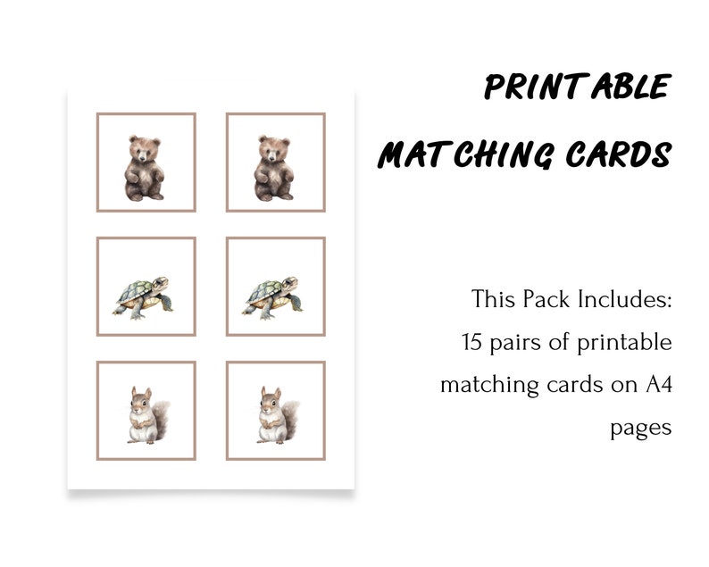 Printable Matching Cards for Children, Memory Game for Kids, Flashcards ...