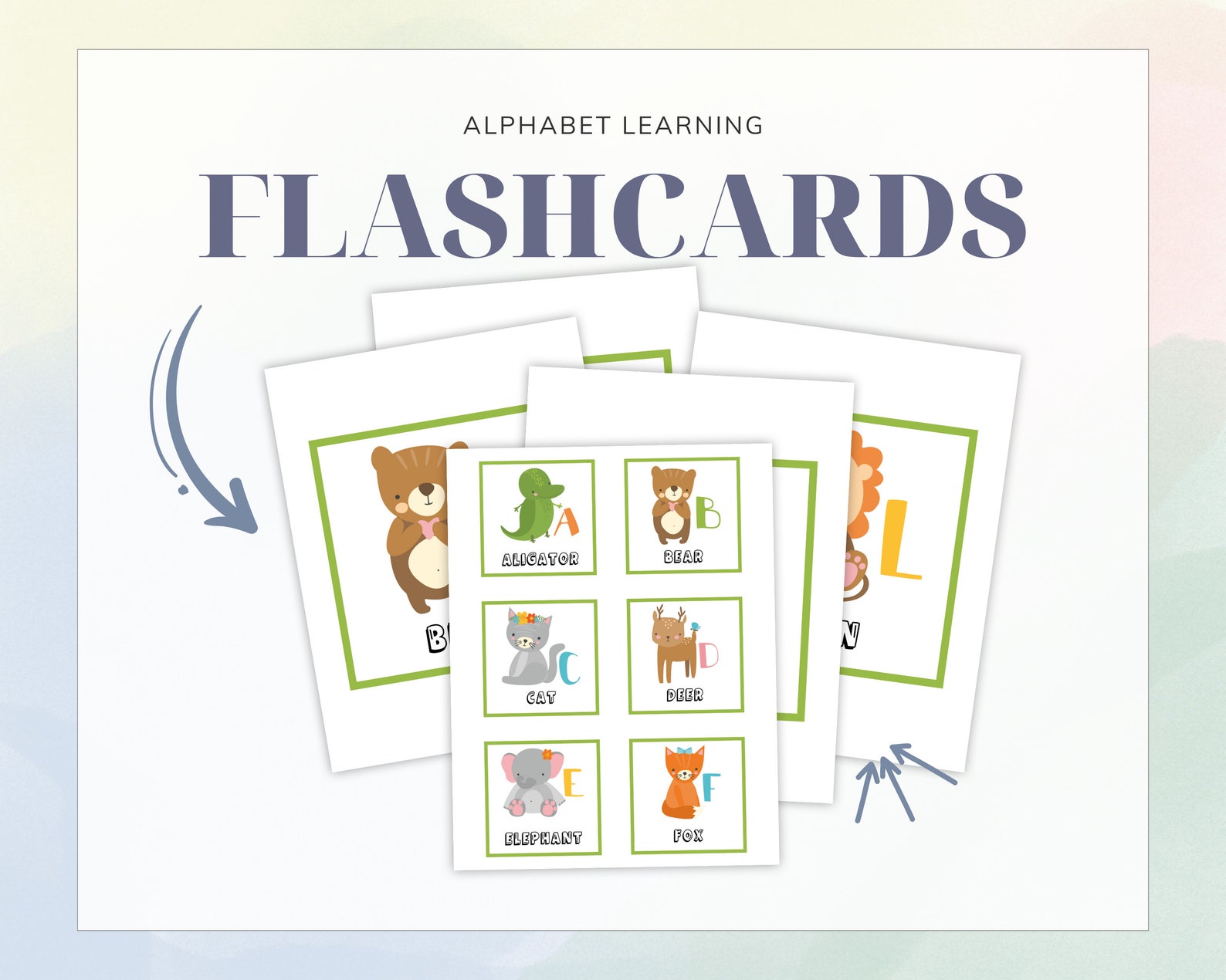 Printable Alphabet Flashcards, Educational Cards for Kids, Learning ABC ...