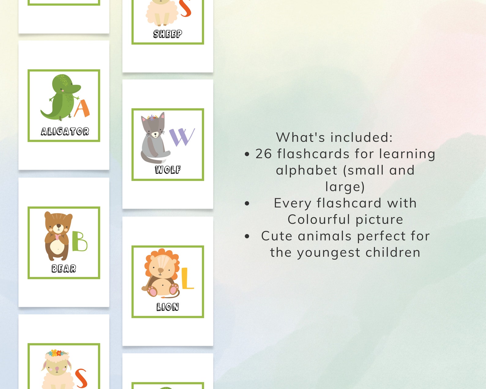 Printable Alphabet Flashcards, Educational Cards for Kids, Learning ABC ...