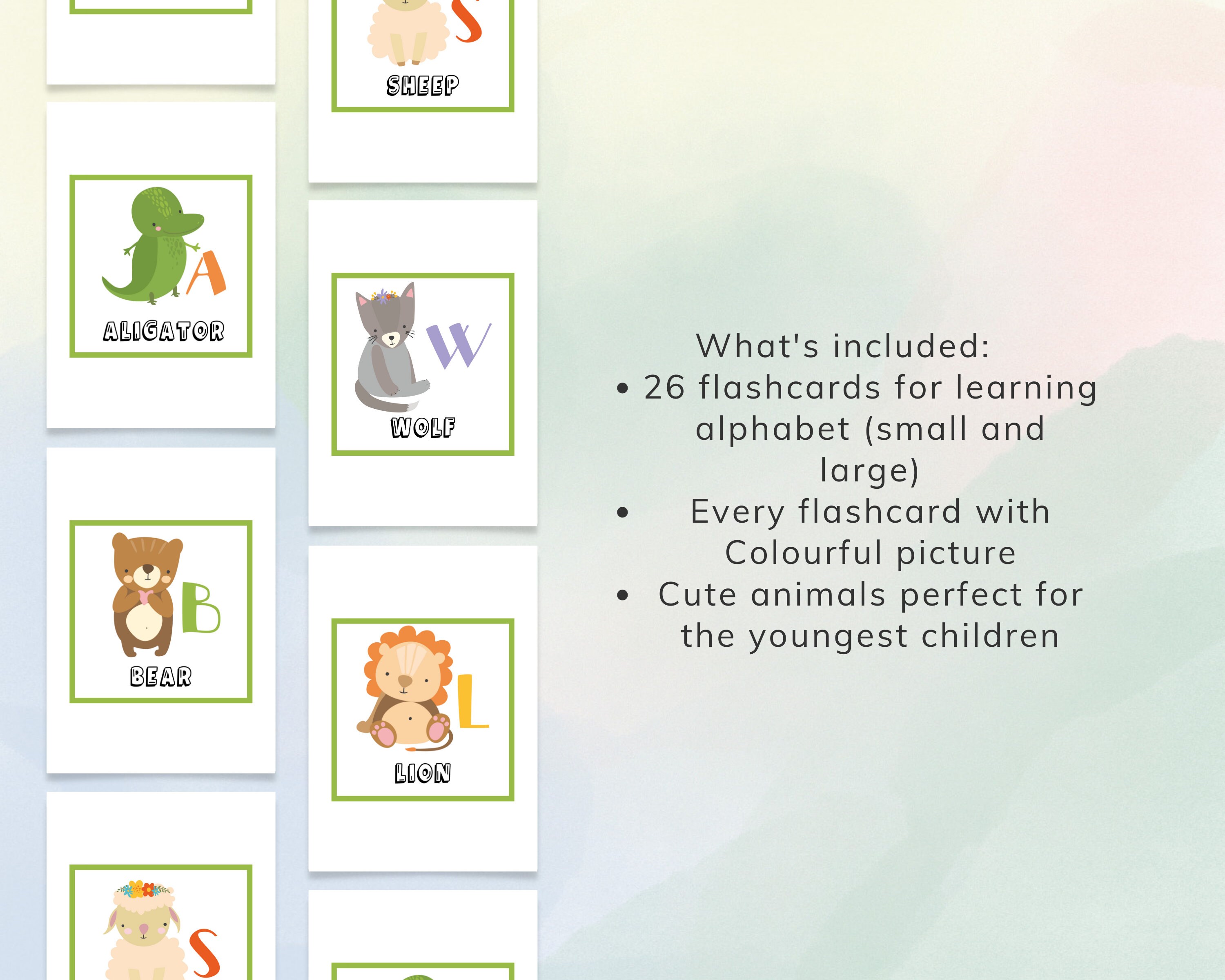 Printable Alphabet Flashcards, Educational Cards for Kids, Learning ABC ...