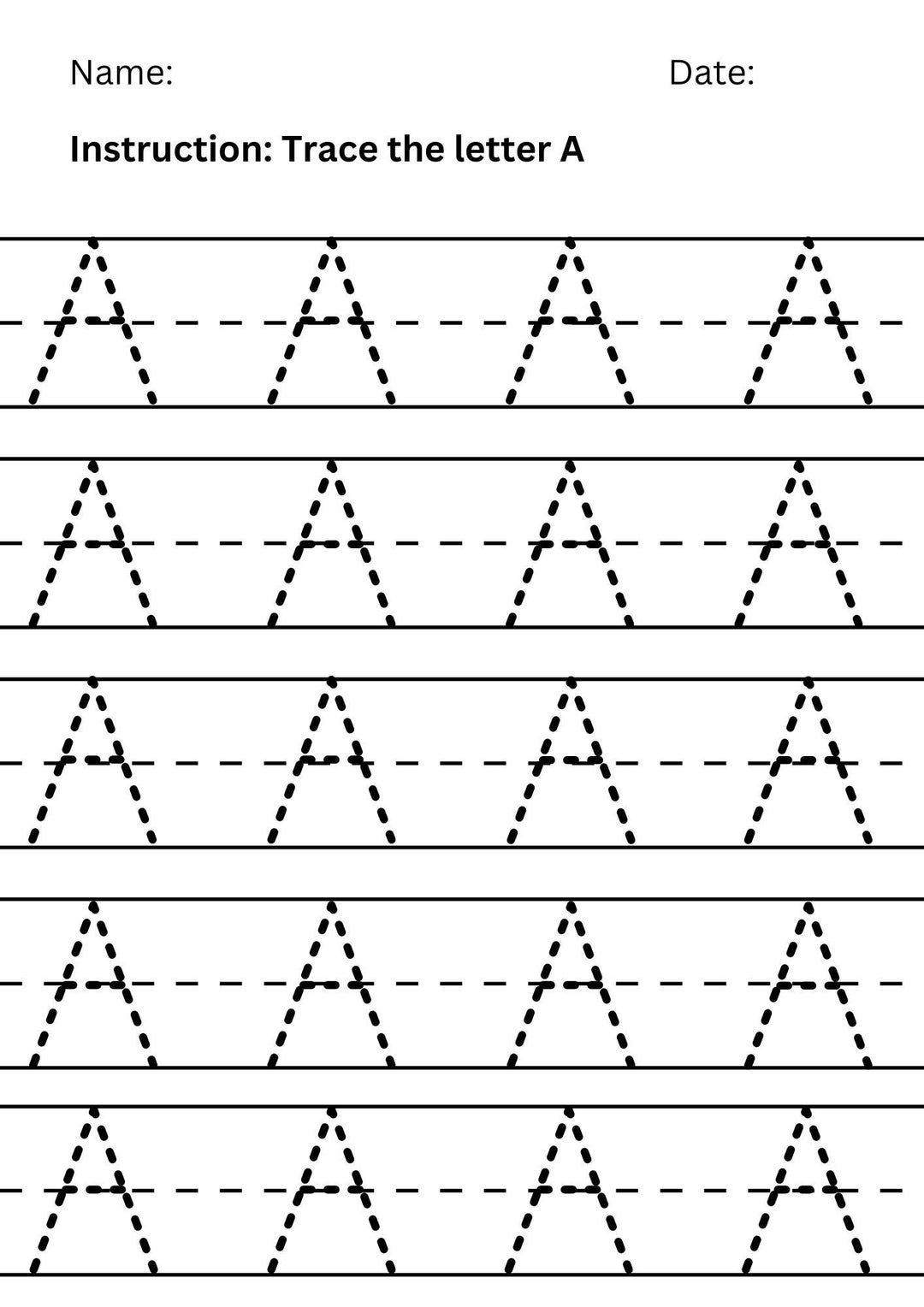 Tracing Letter A - Etsy