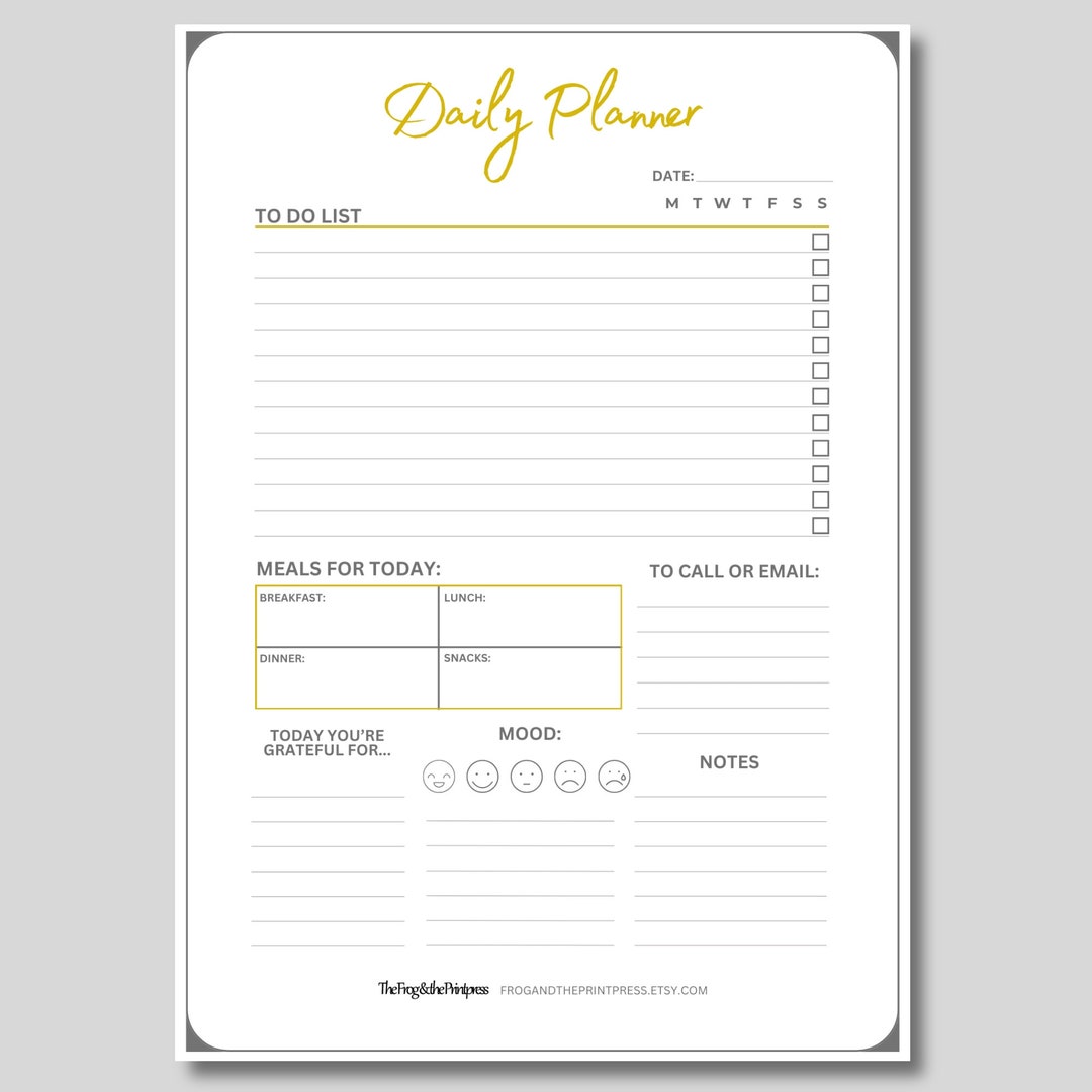 Daily Planner Printable Fillable PDF Planner Instant Download - Etsy