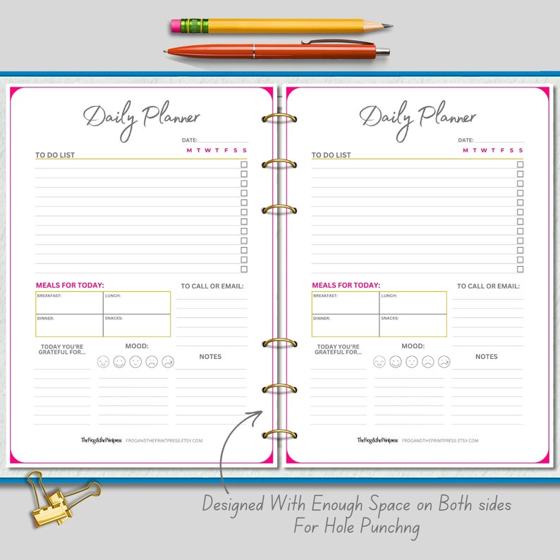 Digital Daily Planner Printable Daily Planner Instant Download A4 A5 ...