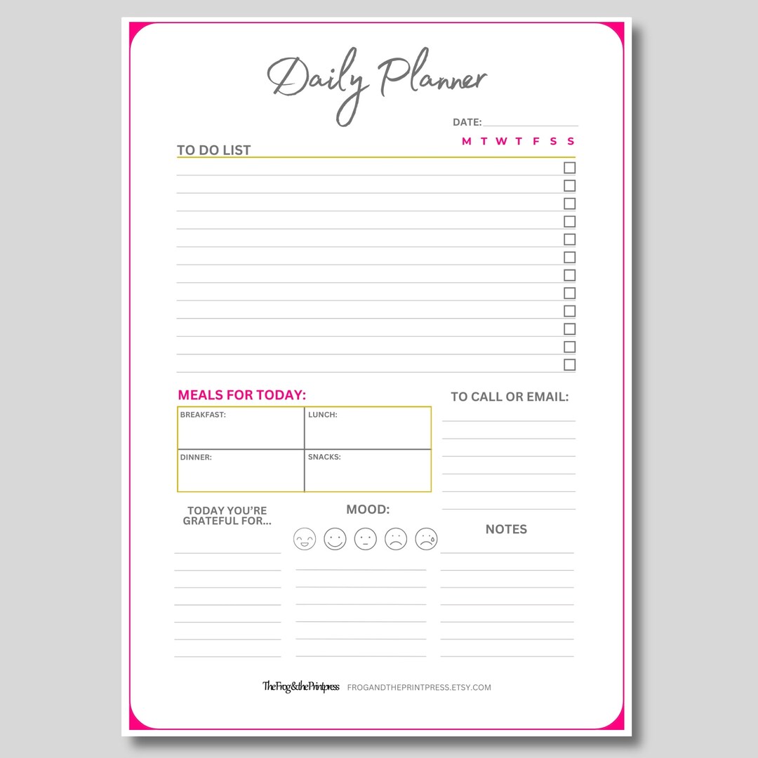 Digital Daily Planner Printable Daily Planner Instant Download A4 A5 ...