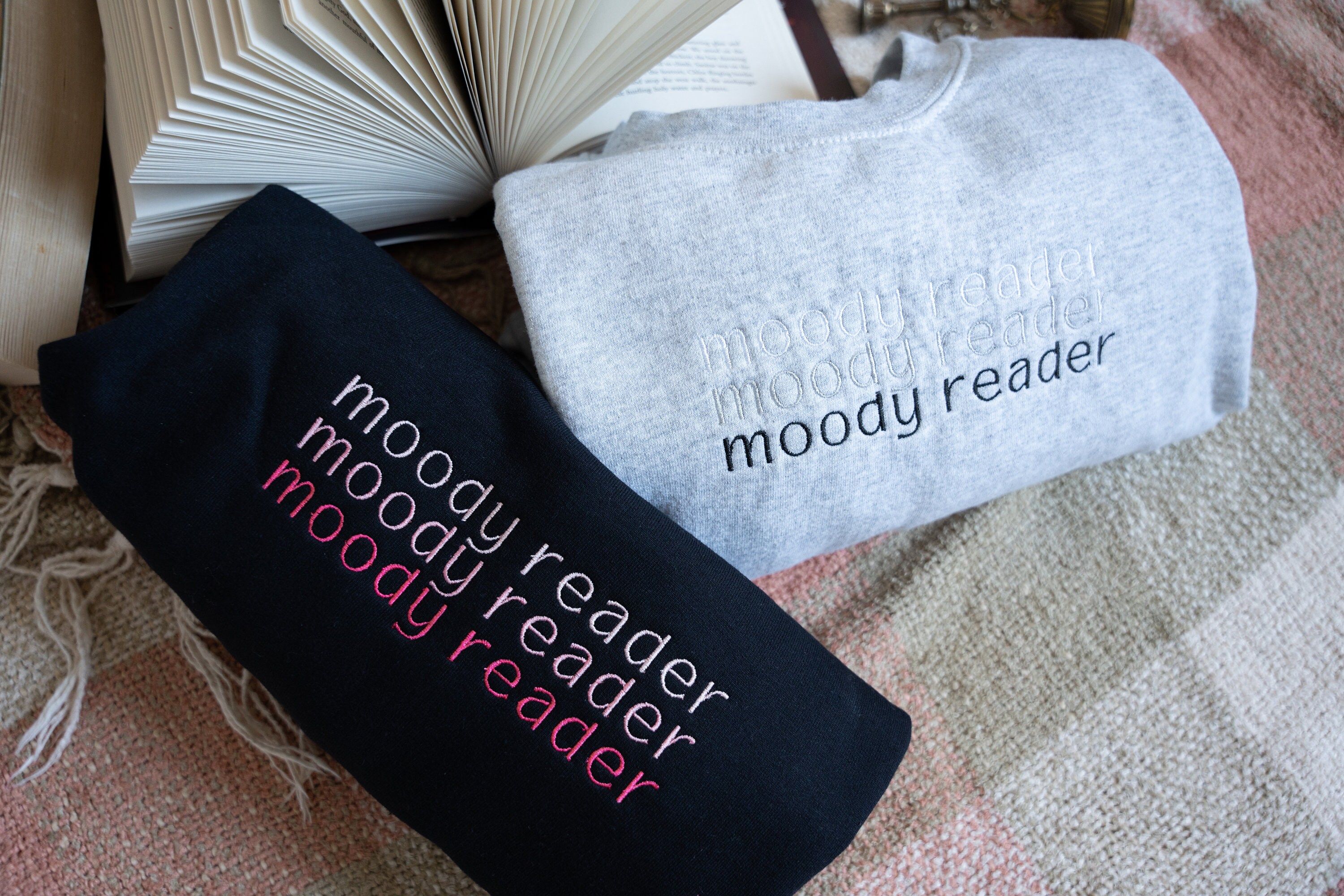 Gradient Moody Reader Bookish Merch Embroidered Bookish Sweatshirt ...