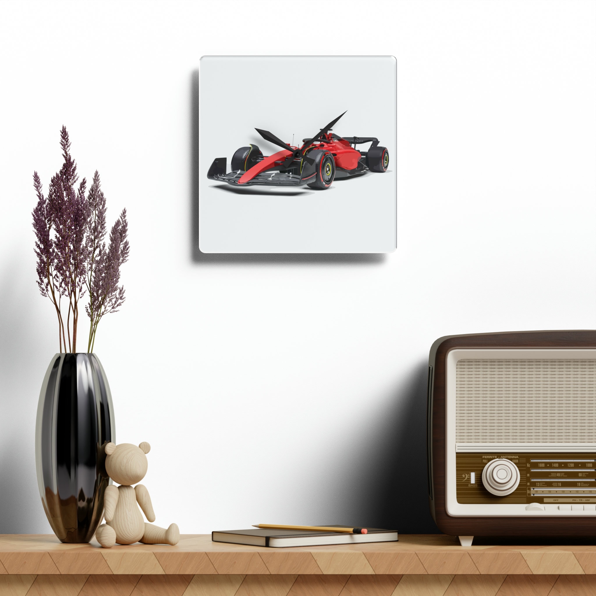 3D Race Car Wall Clock, Formula 1 Clock, Racing Car Clock, Acrylic Wall ...