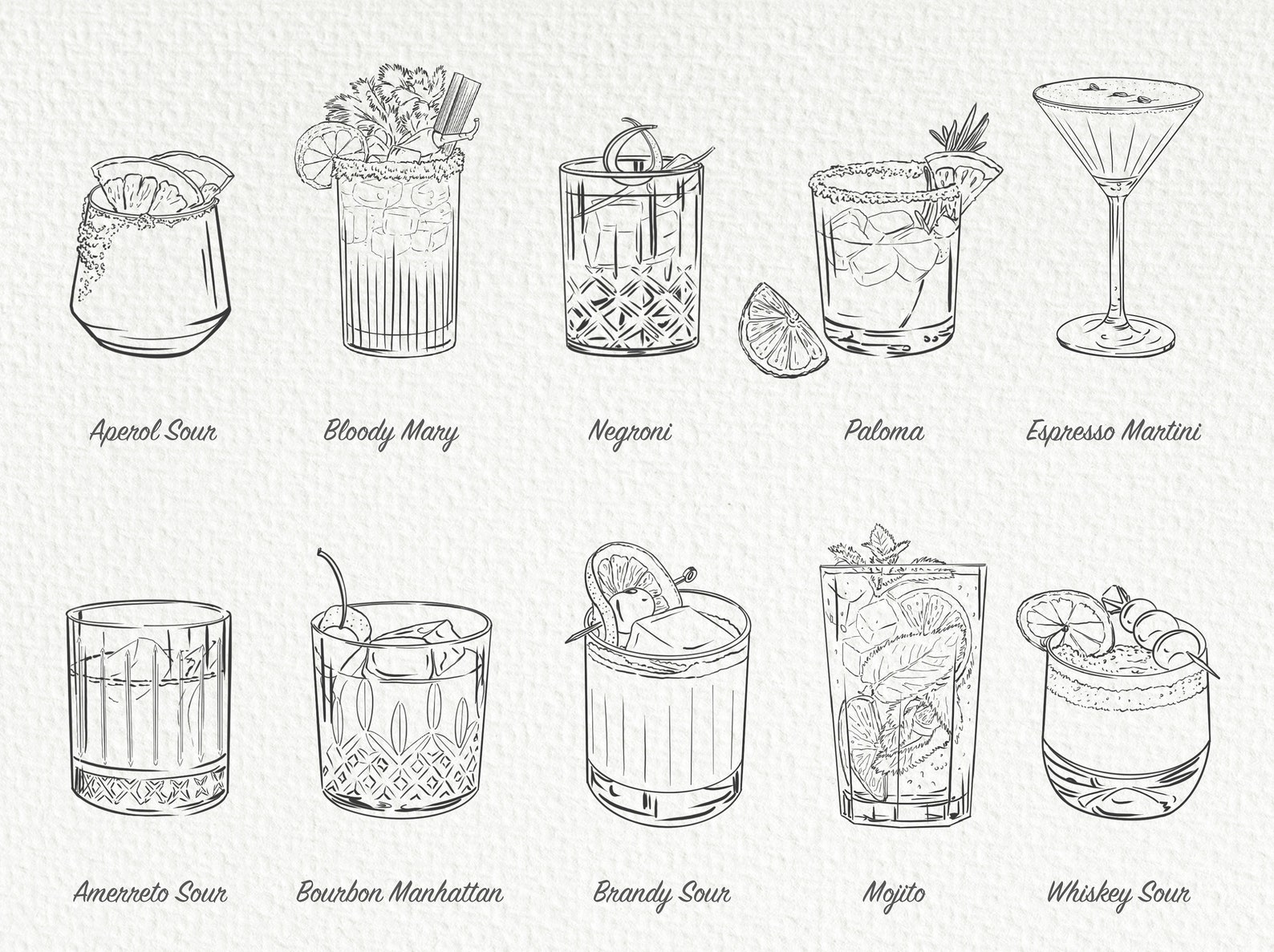 Hand-drawn Cocktail Desing - Etsy