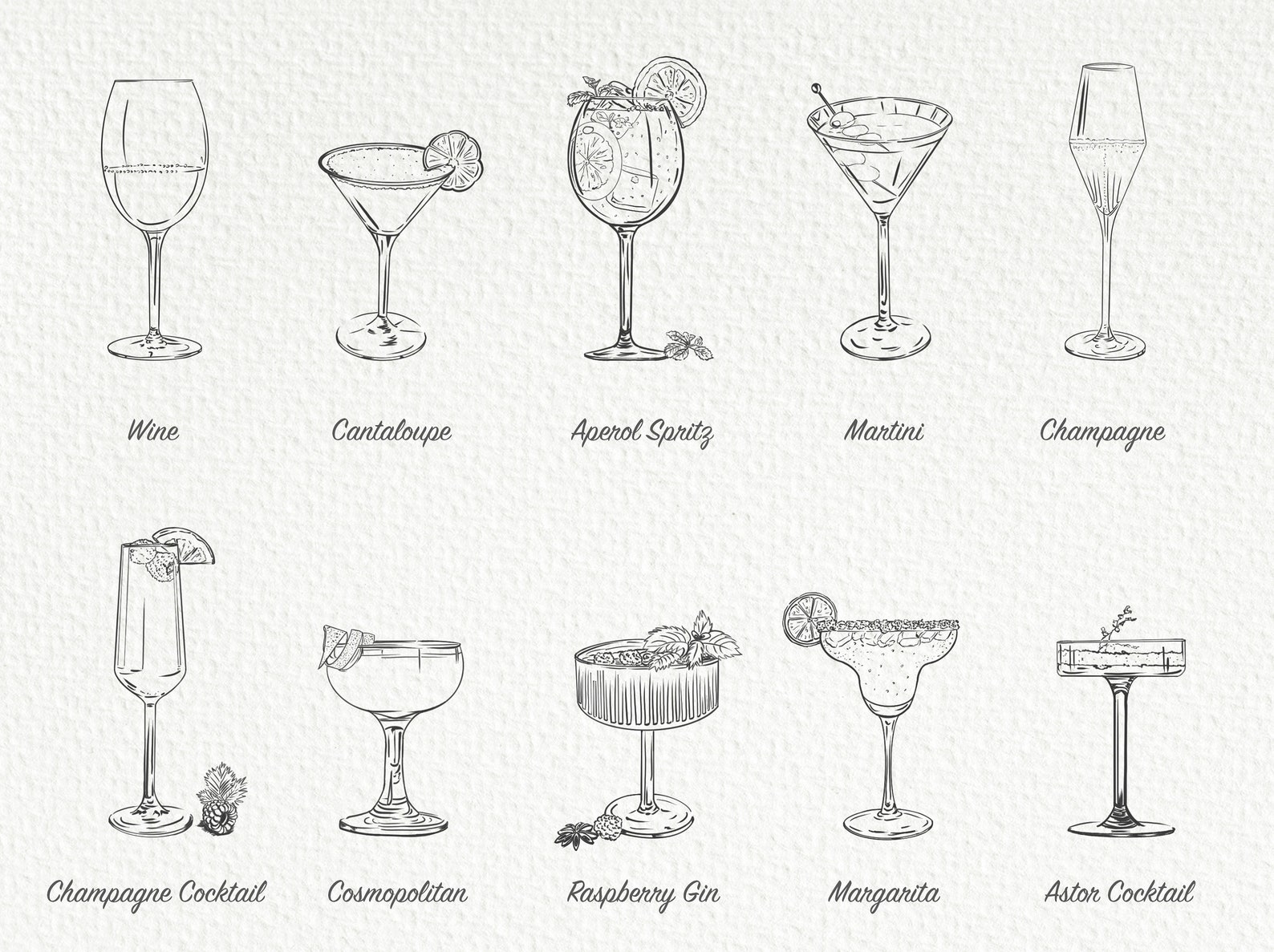 Hand-drawn Cocktail Desing - Etsy