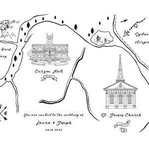 Custom Wedding Map Illustration - Etsy