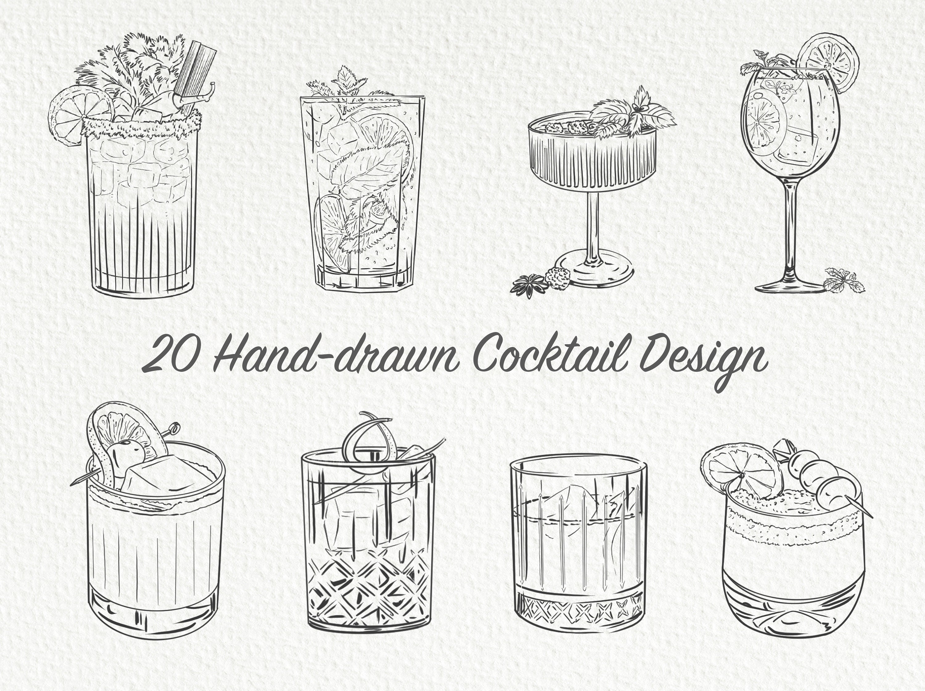 Hand-drawn Cocktail Desing - Etsy