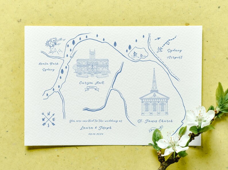 Custom Wedding Map Illustration - Etsy