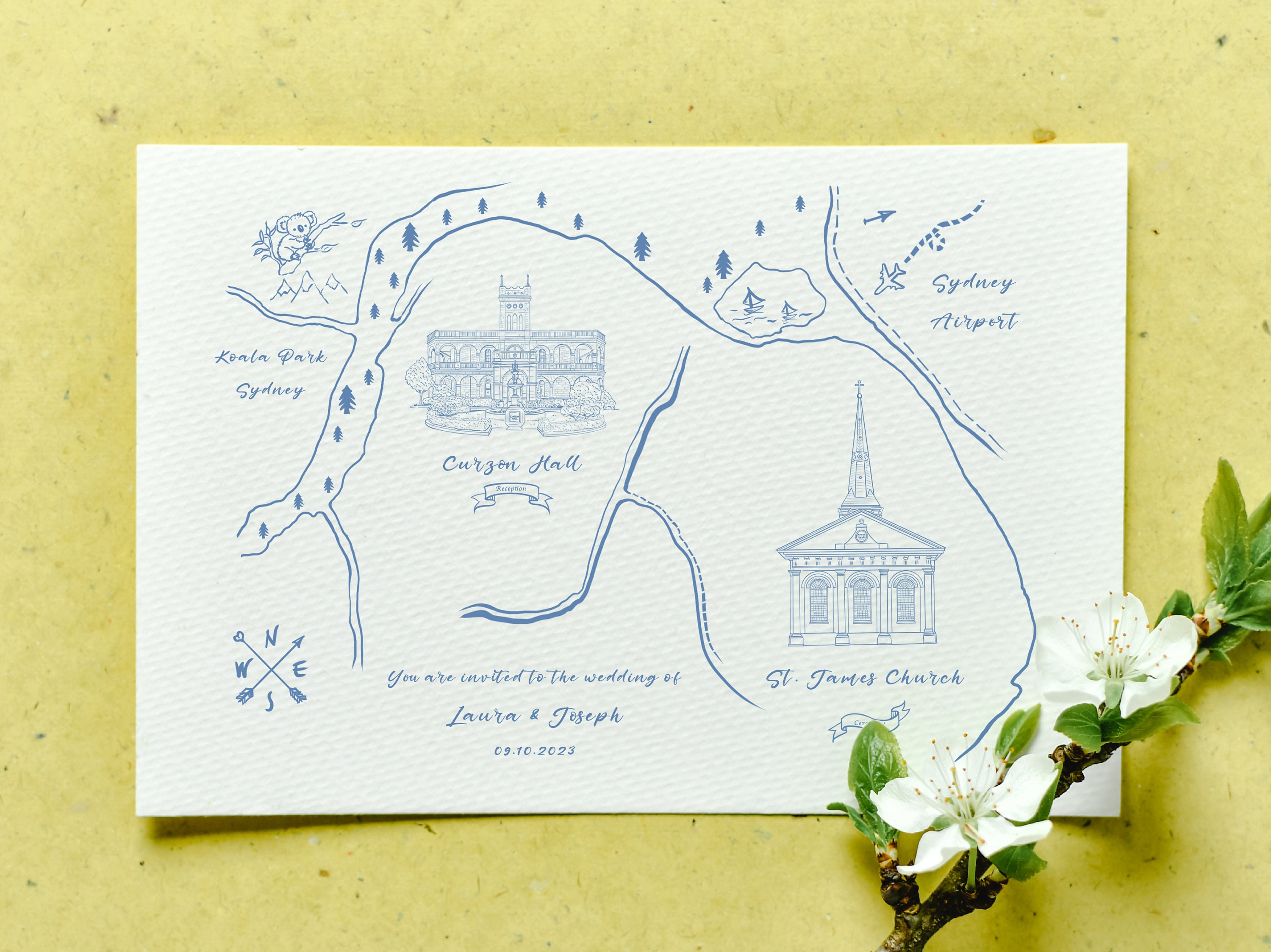 Custom Wedding Map Illustration - Etsy