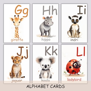 Alphabet Cards Printable, Animal Learning, Digital Download ...