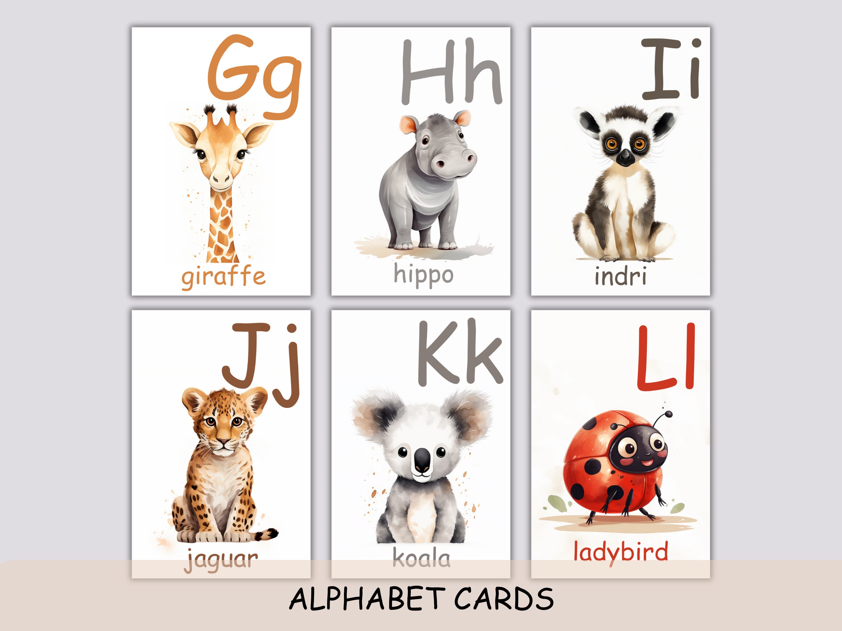 Alphabet Cards Printable Animal Learning Digital Download - Etsy