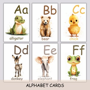 Alphabet Cards Printable, Animal Learning, Digital Download ...