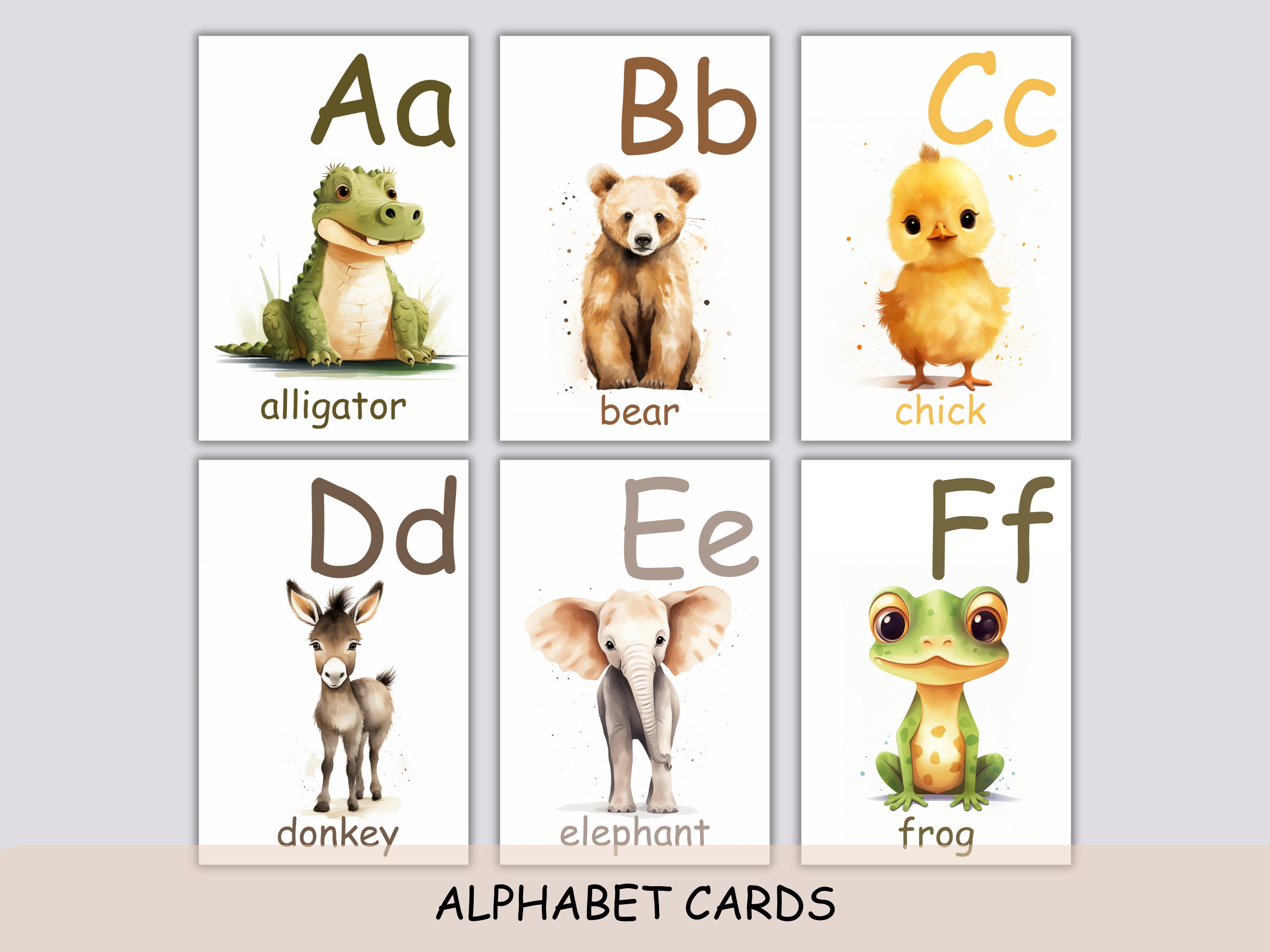 Alphabet Cards Printable Animal Learning Digital Download - Etsy