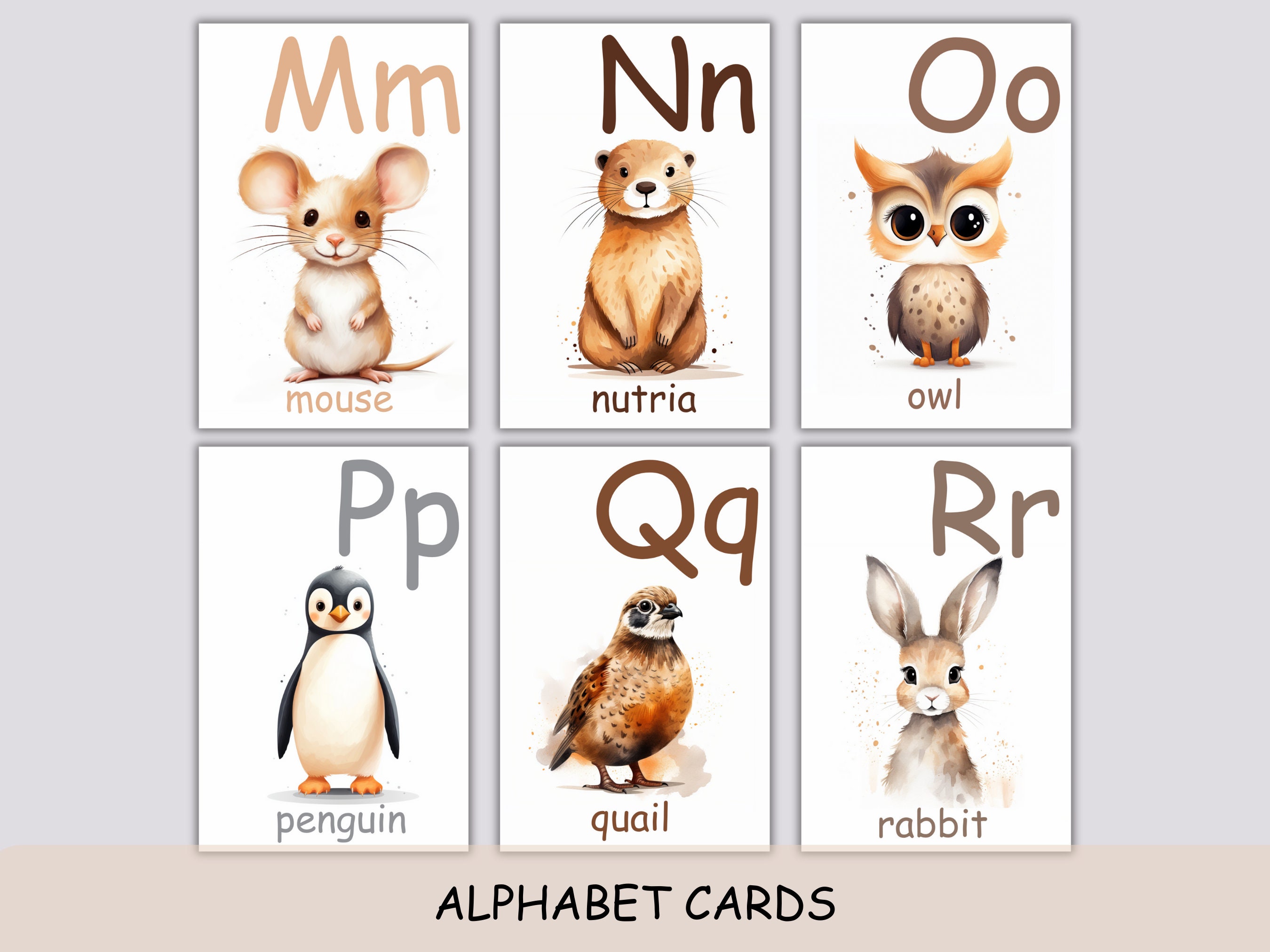 Alphabet Cards Printable Animal Learning Digital Download - Etsy