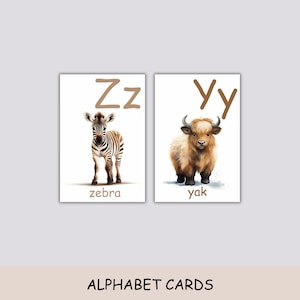 Alphabet Cards Printable, Animal Learning, Digital Download ...