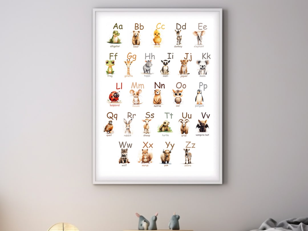 Alphabet Poster, Digital Download, Educational ABC Wall Art for Kids ...