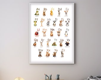 Animal Alphabet Poster Educational Kids Wall Art ABC - Etsy