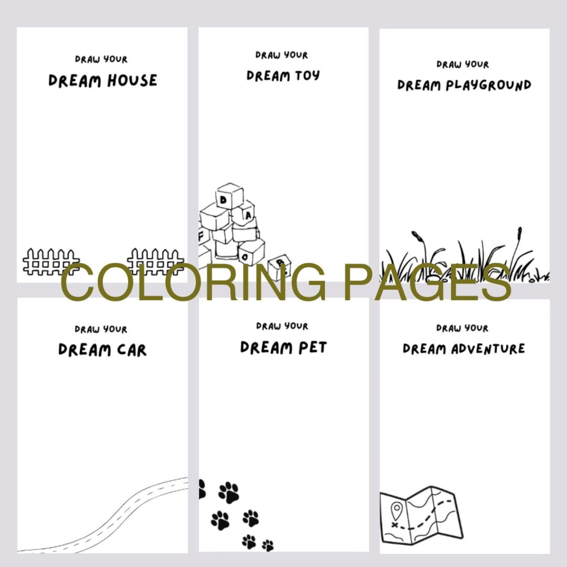 Draw Your Dream Coloring Pages for Kids – Imaginative DIY Activity - Etsy