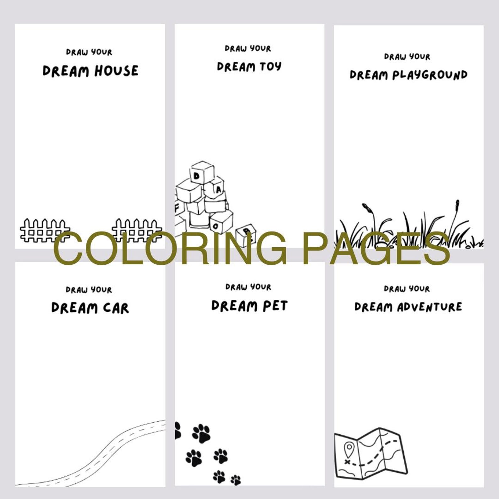 Draw Your Dream Coloring Pages for Kids – Imaginative DIY Activity - Etsy