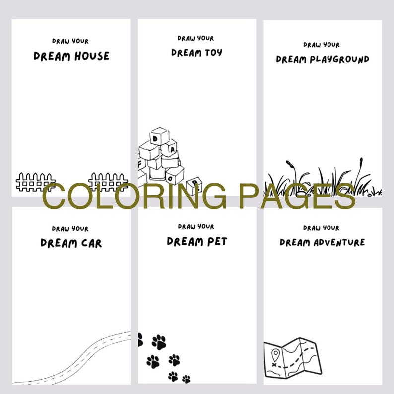 Draw Your Dream Coloring Pages for Kids – Imaginative DIY Activity - Etsy