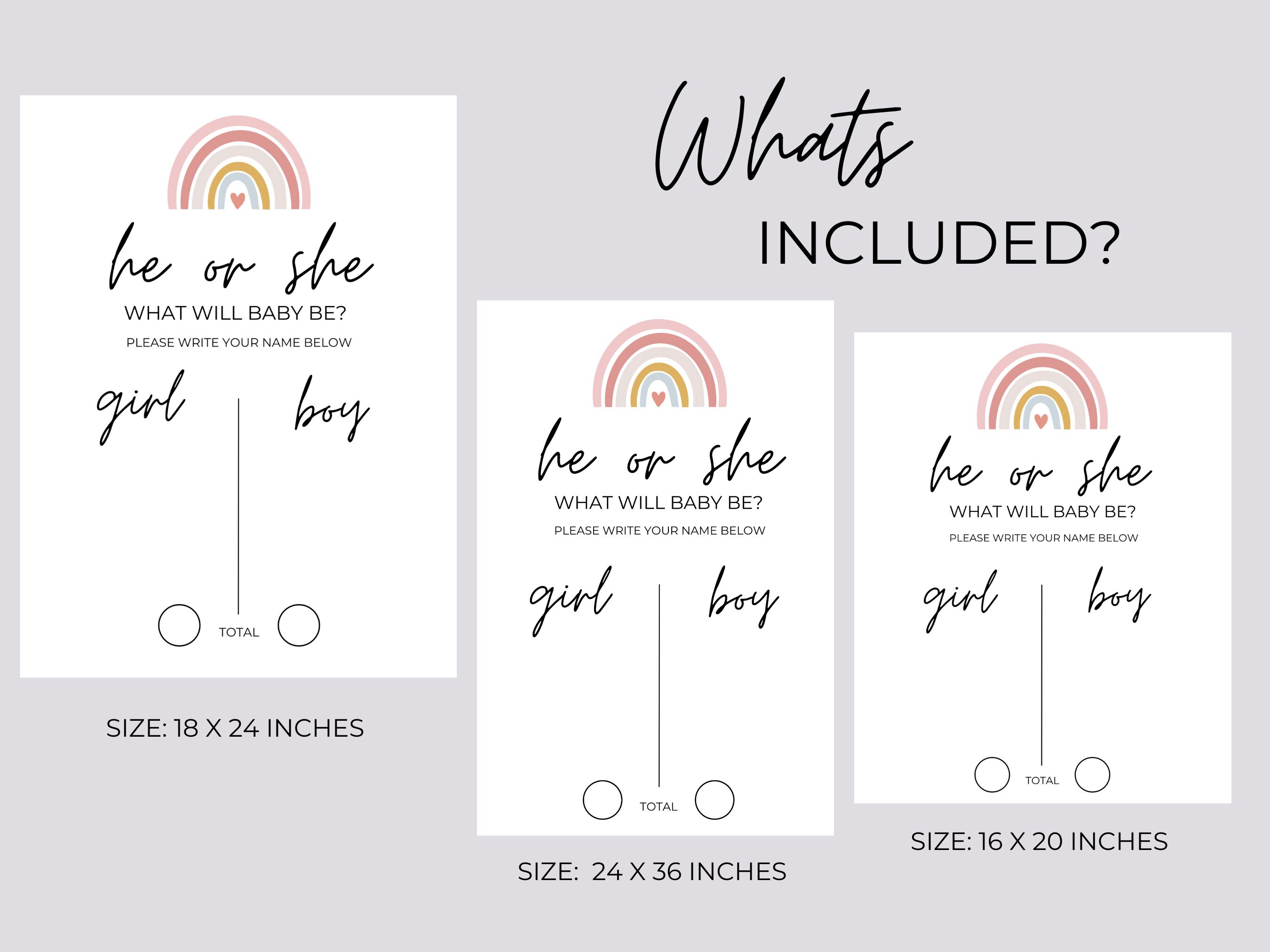 Gender Guess Board Printable, Baby Shower, Prediction Game, Instant ...