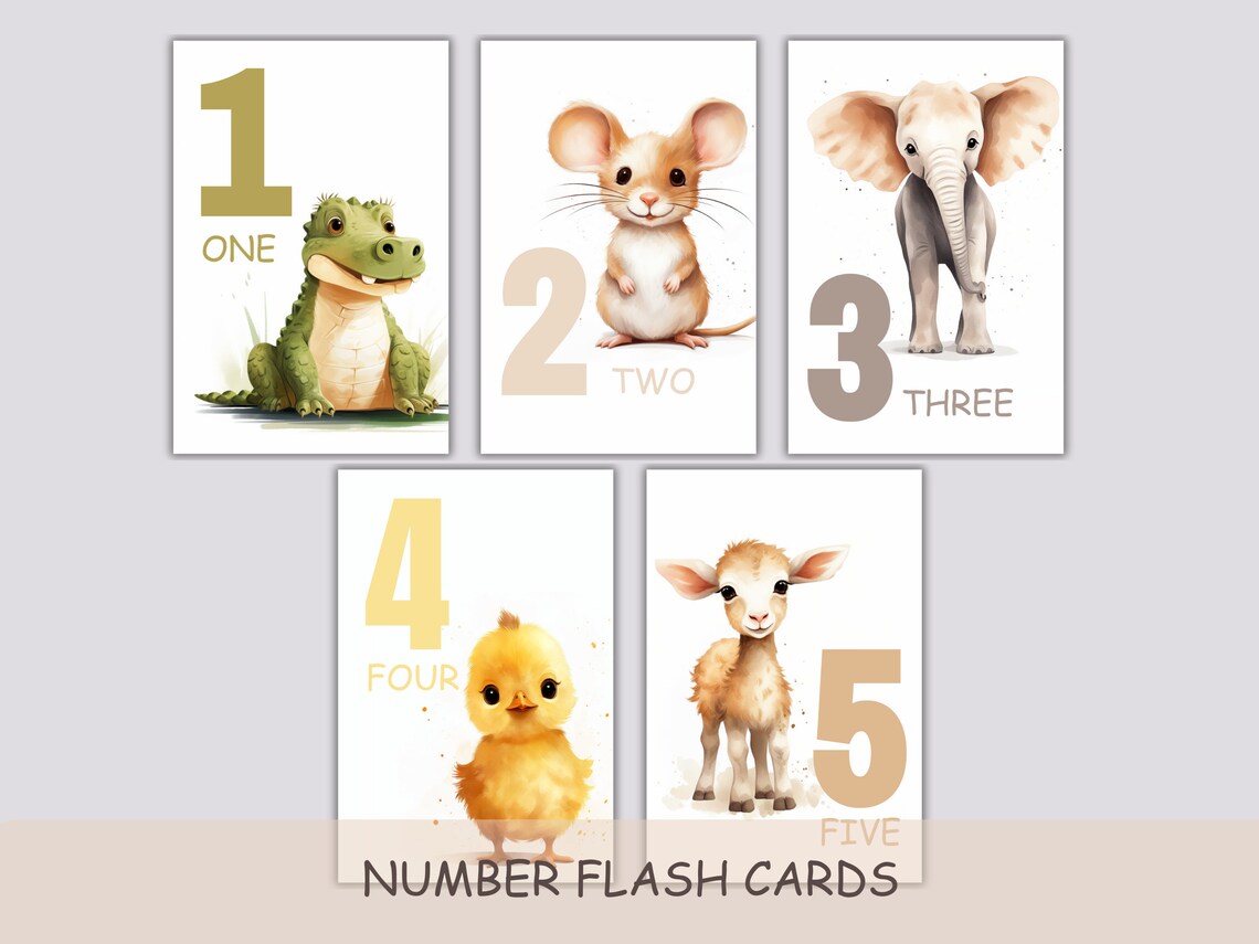Number Flash Cards, Digital Download, Educational Cards for Kids ...