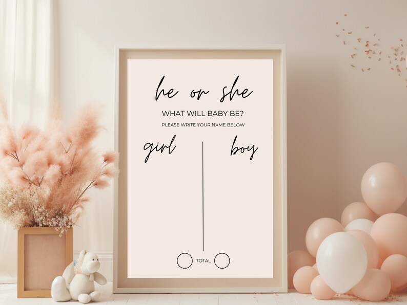 Instant Download, Gender Reveal Guessing Game, Baby Shower Printable ...