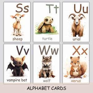 Alphabet Cards Printable, Animal Learning, Digital Download ...