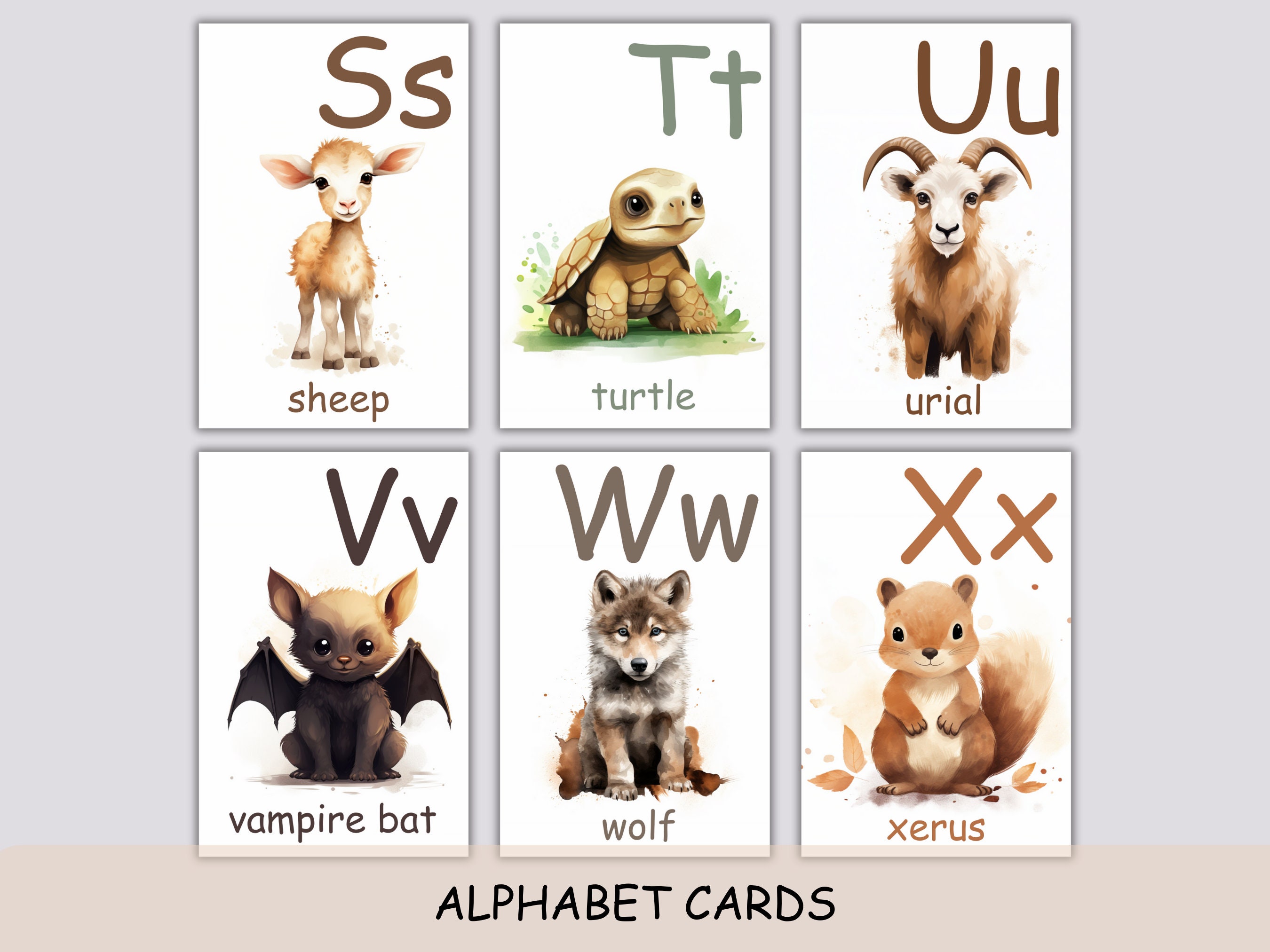 Alphabet Cards Printable Animal Learning Digital Download - Etsy