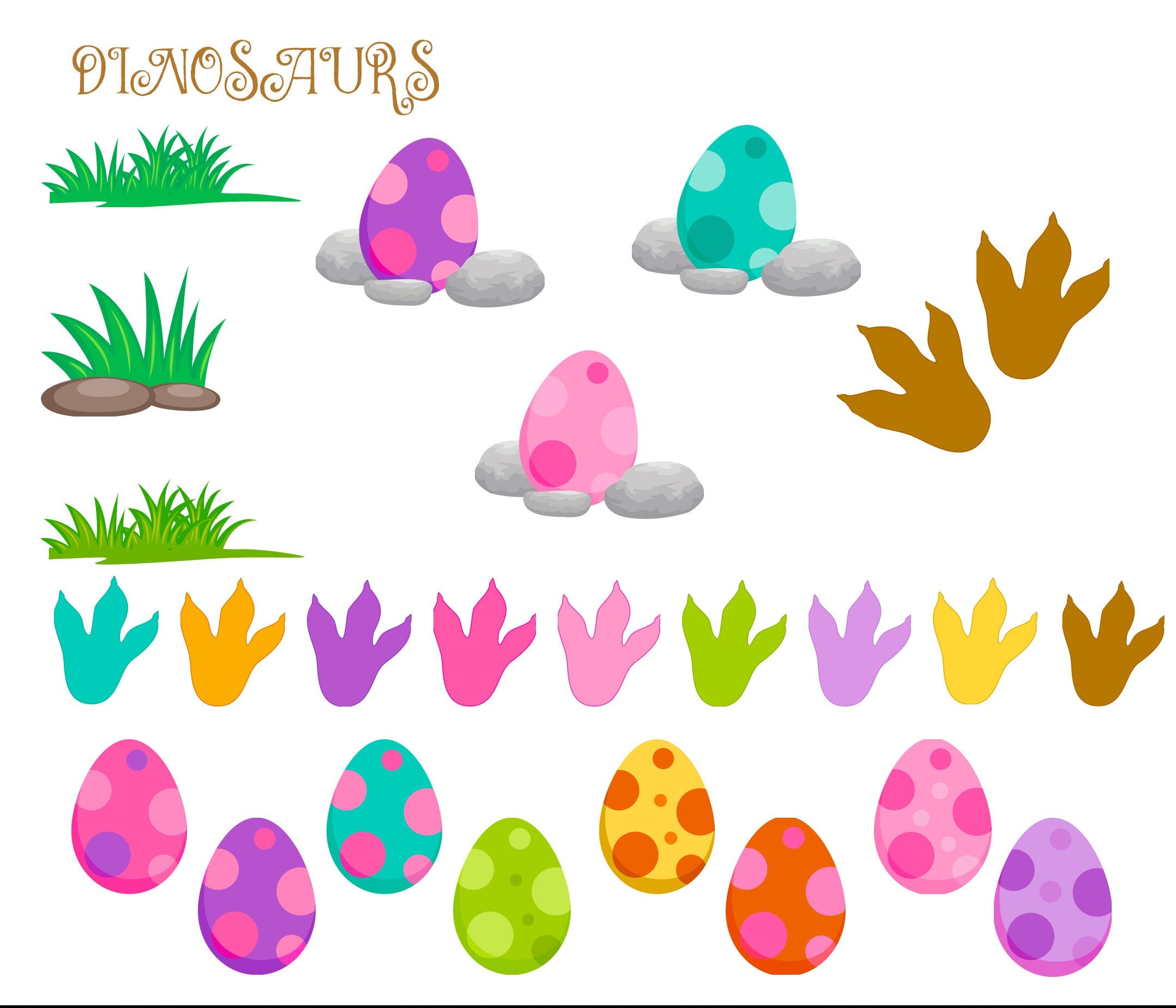 Dinosaur Clipart Dinosaurs for Girls Clip Art Girly Dinosaurs Digital ...