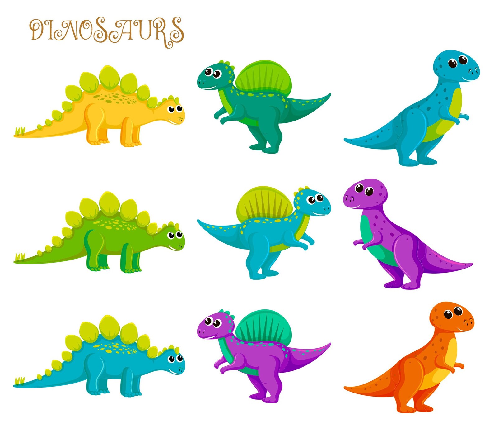 Dinosaur Clipart DINOSAURS Clipart and Digital Paper Set Cute Dinosaur ...