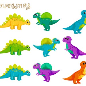Dinosaur Clipart DINOSAURS Clipart and Digital Paper Set Cute Dinosaur ...