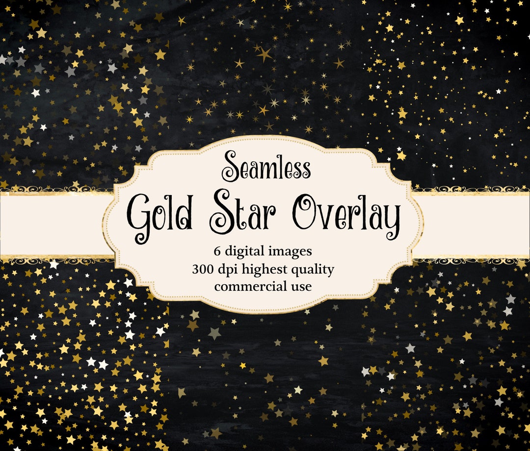 Seamless Gold Star Overlays, Starry Night Gold Star Patterns in PNG ...