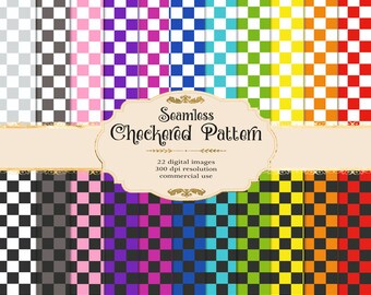 Checkered Digital Paper, Seamless Checker Patterns Printable Scrapbook ...