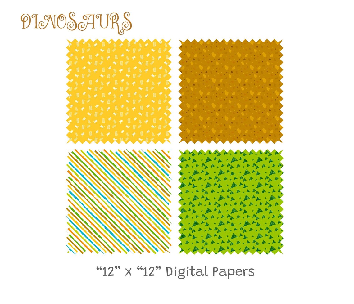 Dinosaur Clipart DINOSAURS Clipart and Digital Paper Set Cute Dinosaur ...