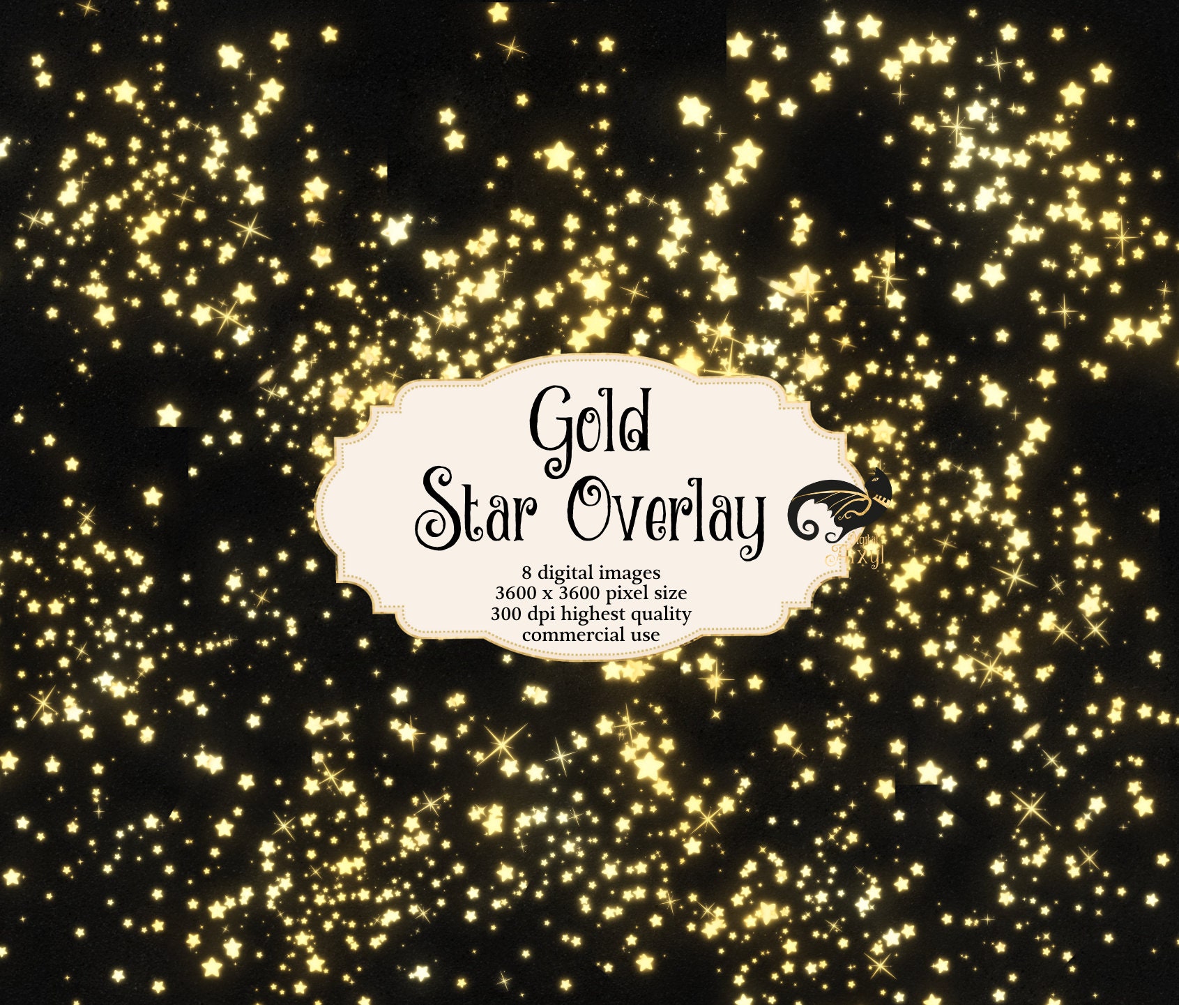 Golden Starry Swashes PNG Clipart, Glowing Star Clip Art, Moon and ...