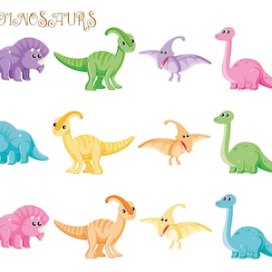 Baby Dinosaurs Clip Art Pastel Colors Clipart and Digital Paper Set ...