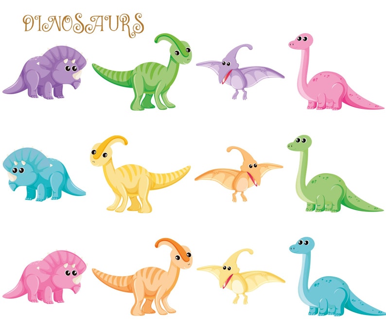 Baby Dinosaurs Clip Art Pastel Colors Clipart and Digital Paper Set ...